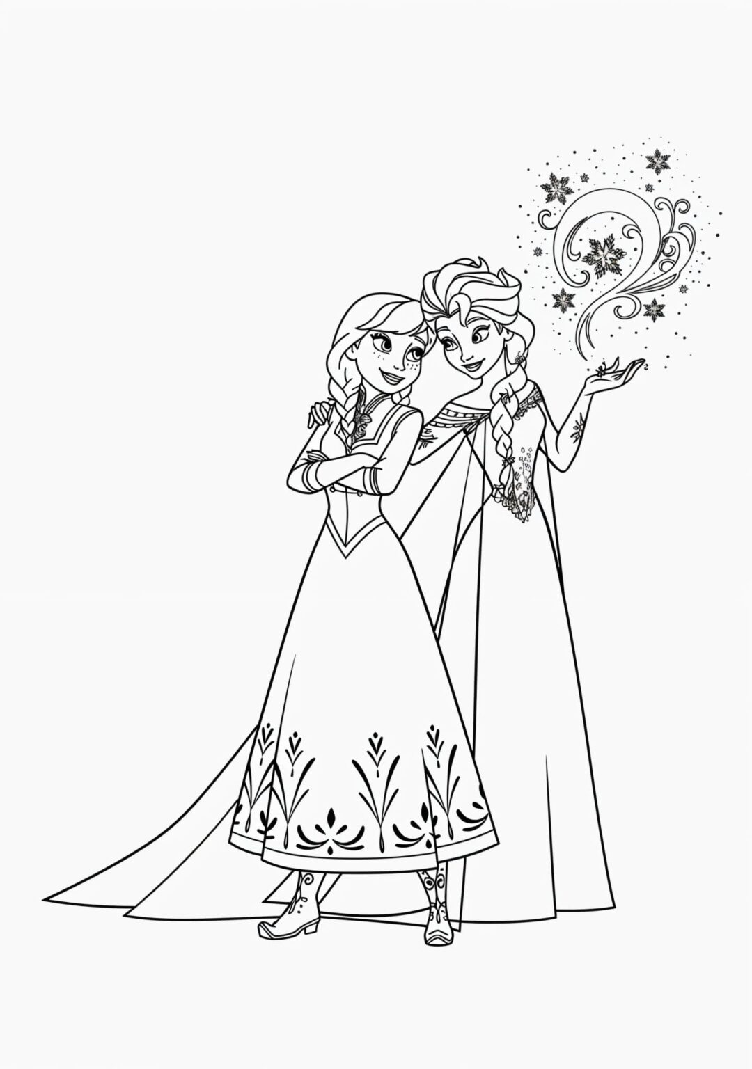 Desenho da feliz Elsa e anna de Frozen para colorir - Mr Desenho