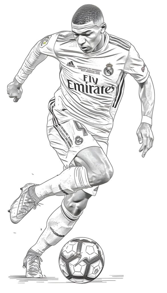 Desenho do mbappe driblando real madrid para colorir - Mr Desenho
