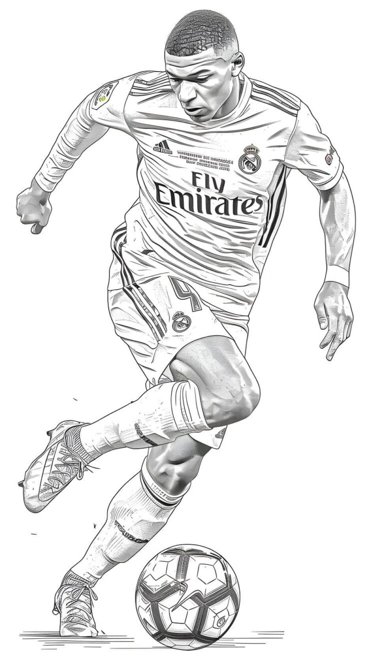 Desenhos de Kylian Mbappé para imprimir e colorir - Mr Desenho