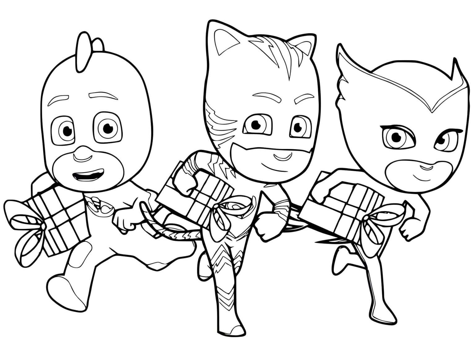 Imagem do pj masks trio completo para colorir - Mr Desenho